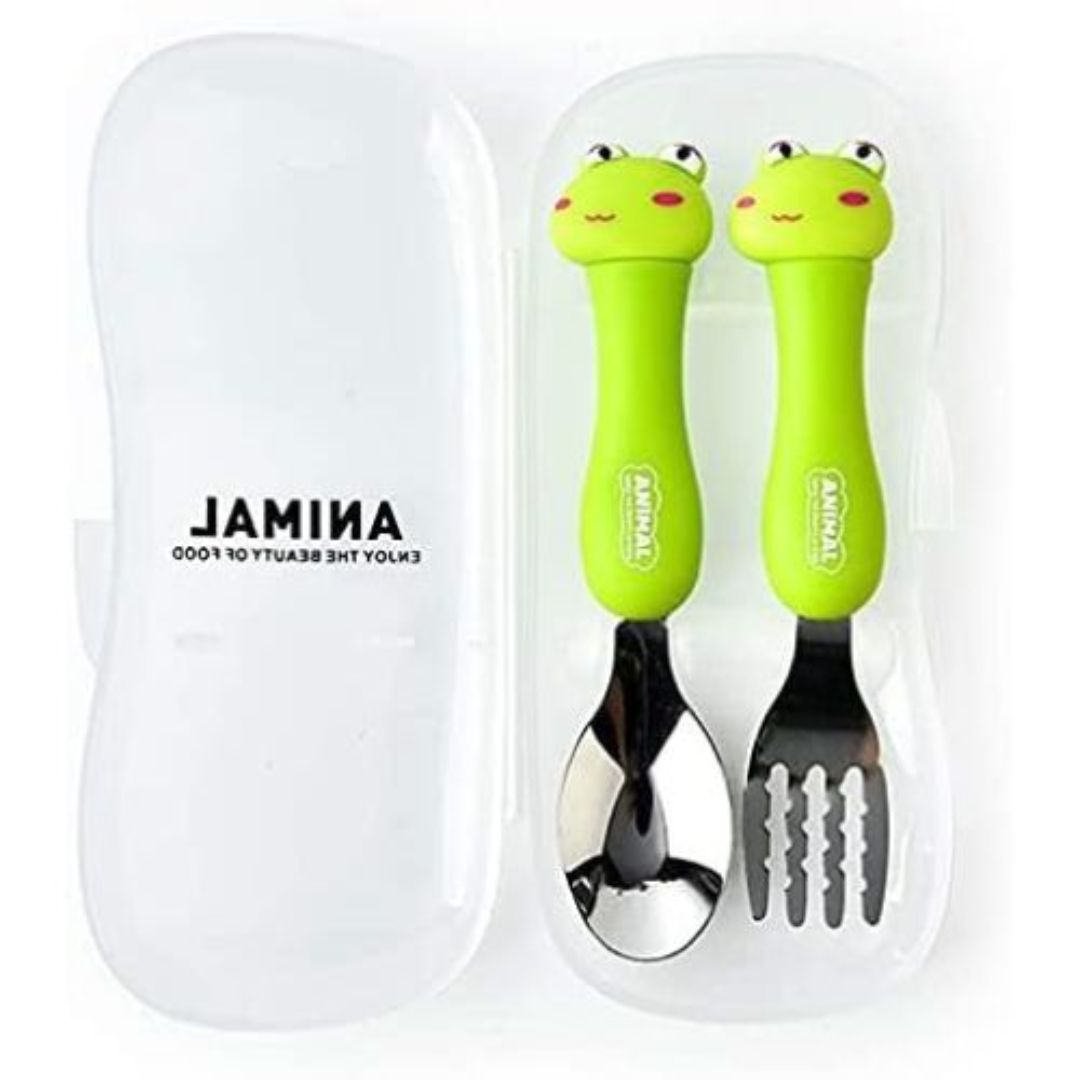 Animal Cutlery Set With Case - Green